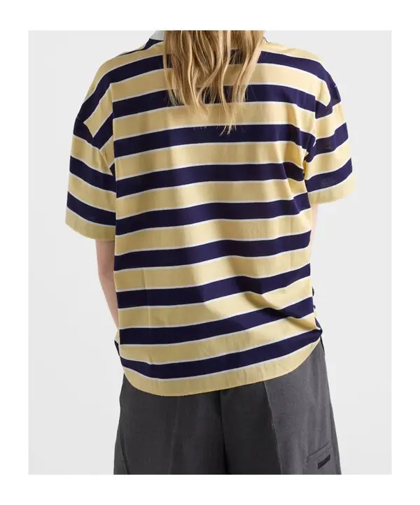 Prada Striped Crewneck T-shirt - Nude
