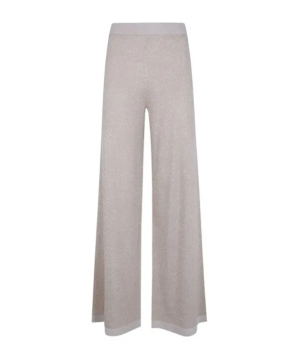 D.exterior Metallic Wide-leg Knitted Trousers - Gray