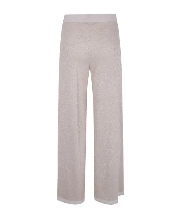 D.exterior Metallic Wide-leg Knitted Trousers - Gray