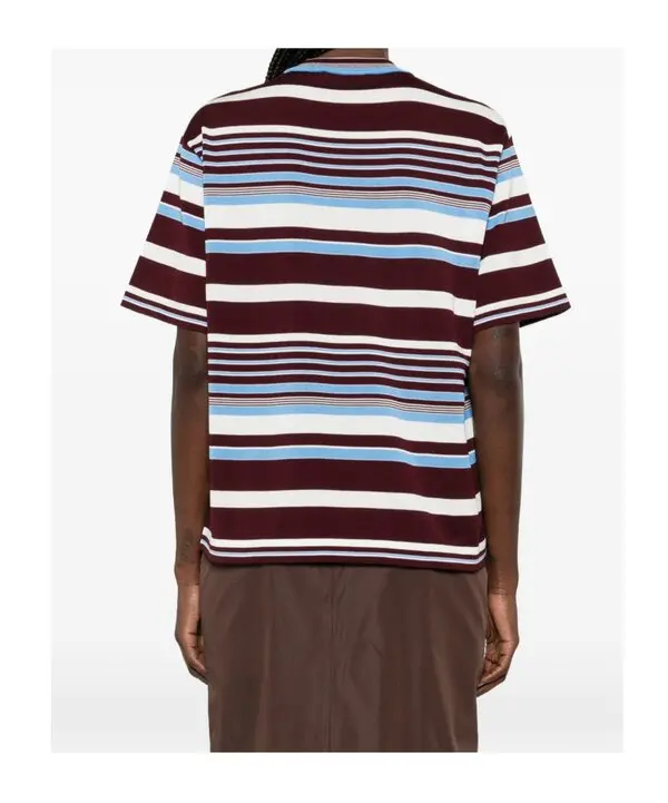 Prada Logo Detailed Striped Short-sleeved T-shirt - Black