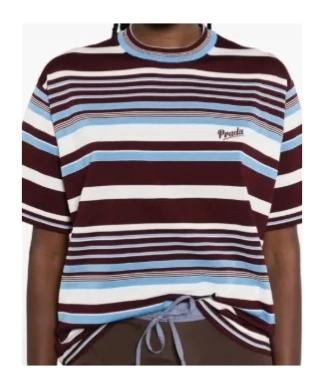 Prada Logo Detailed Striped Short-sleeved T-shirt - Black
