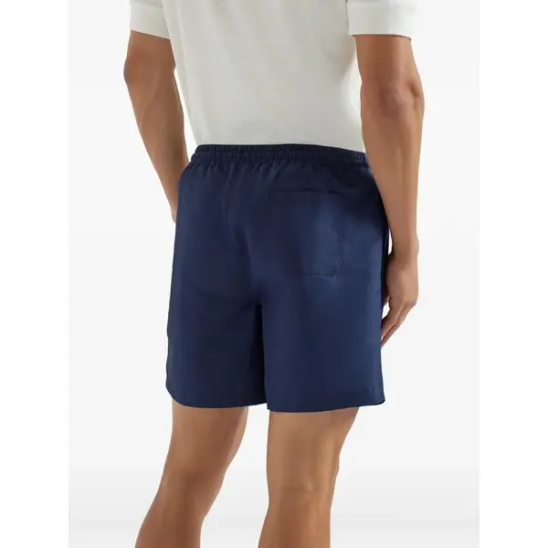 Brunello Cucinelli Logo Detailed Drawstring Swim Shorts - Blue
