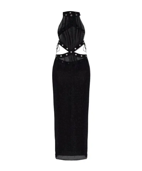 Oseree Cut-out Lurex Maxi Dress - Black