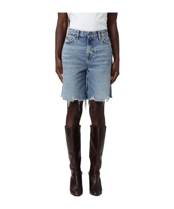 7 For All Mankind Lola Distressed Denim Shorts - Blue