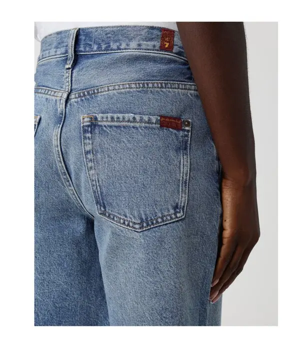 7 For All Mankind Lola Distressed Denim Shorts - Blue