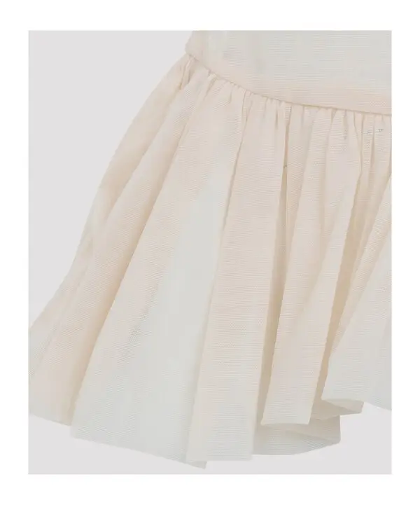 Simone Rocha Ballet Tulle Crew Neck Top With Ruffled Puff Sleeves And Flared Skirt
