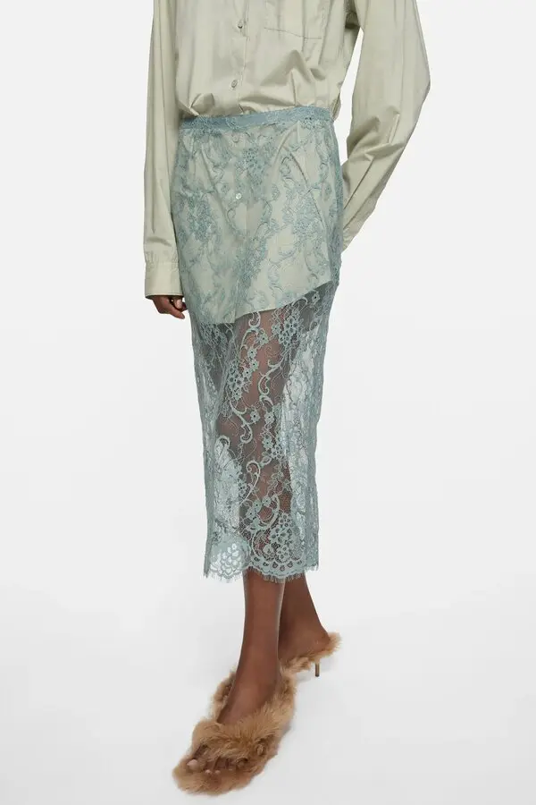 Acne Studios Lace Panel Shirt Dress