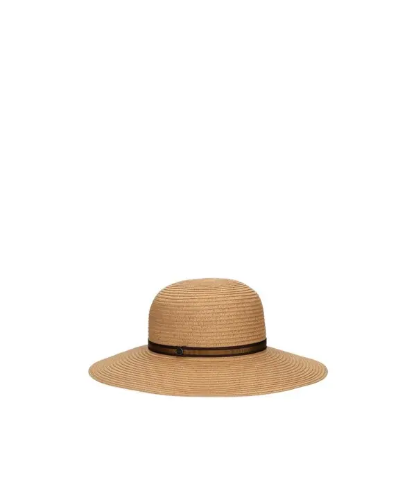 Borsalino Wide-brim Ribbon Trim Hat - Gold, Brown/green Hat Band