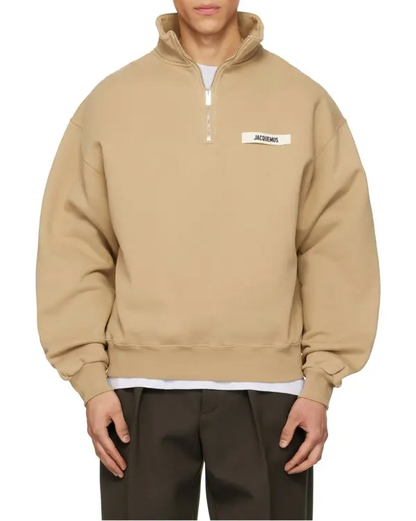 Jacquemus The Gros Grain Zipped-rollneck Sweatshirt - Nude