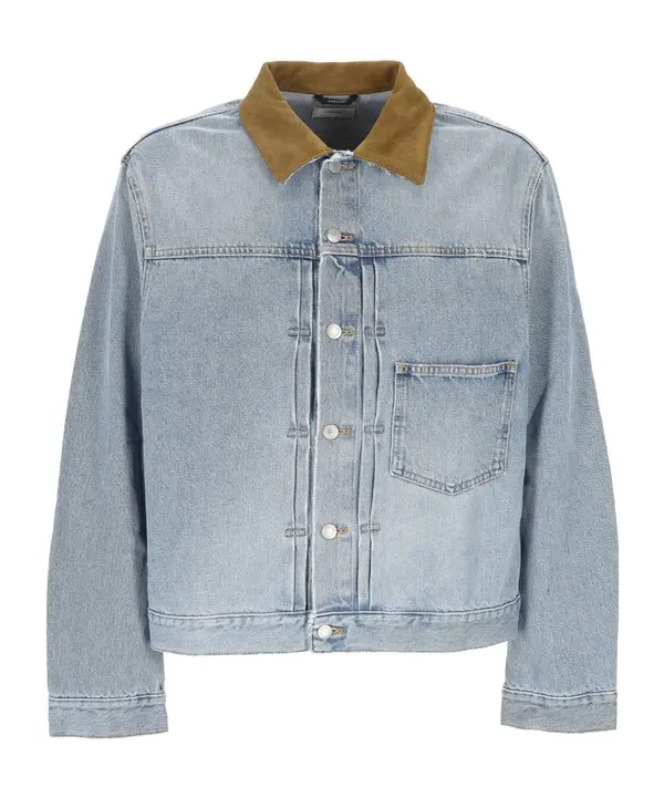 HAIKURE Denim Jacket With Contrast Collar
