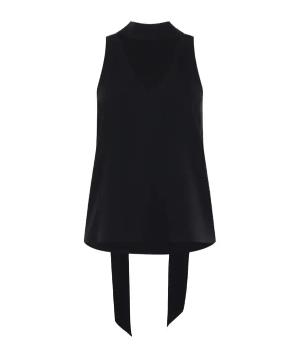 Raquel Diniz V-neck Sleeveless Blouse With Tie Detail