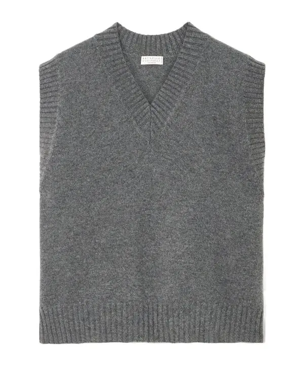 Brunello Cucinelli V-neck Knit Vest - Gray