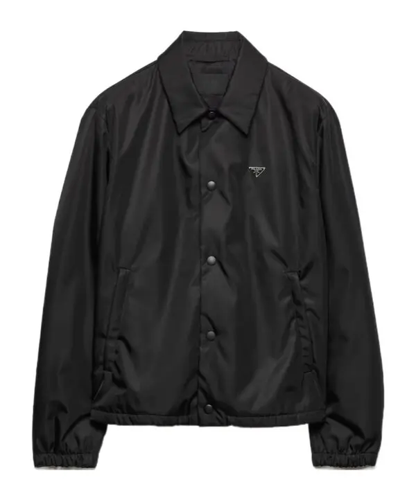 Prada Triangle-logo Button-up Coat - Black
