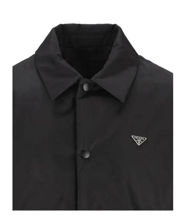 Prada Triangle-logo Button-up Coat