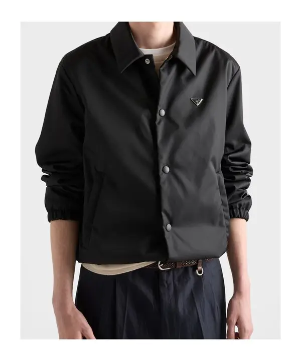 Prada Triangle-logo Button-up Coat