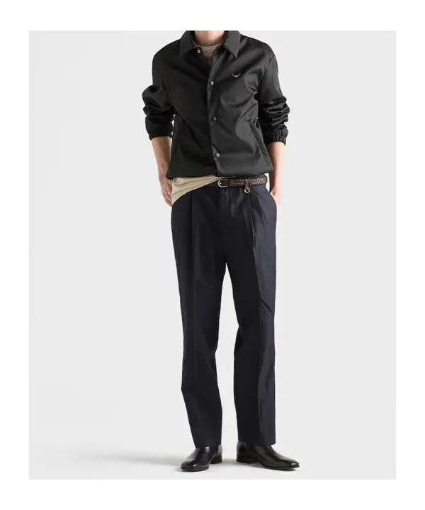 Prada Triangle-logo Button-up Coat