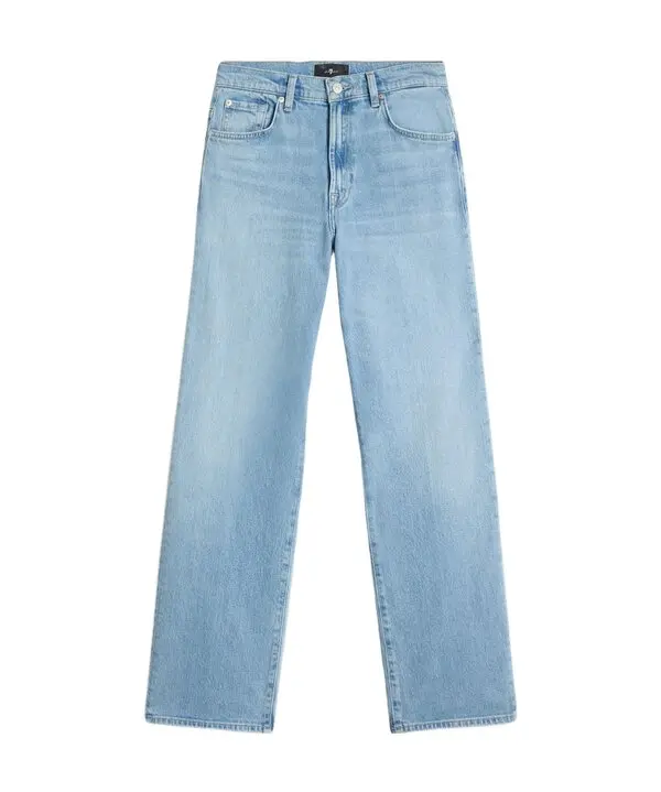 7 For All Mankind High Waist Straight Leg Jeans - Light Blue