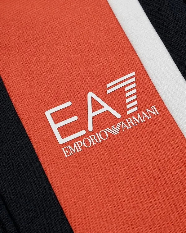 EA7 Hooded Casual Jacket With Striped Detail - Black