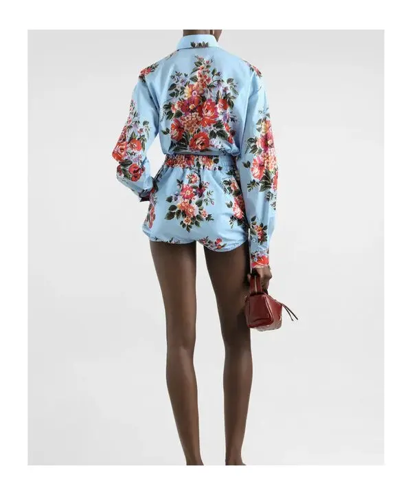 Dolce & Gabbana Floral Printed Drawstring Shorts - Blue