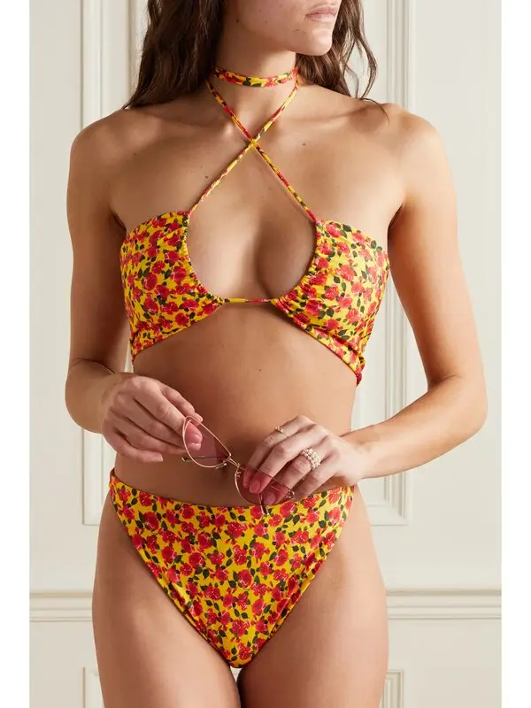 Magda Butrym Printed Halterneck Bikini Top