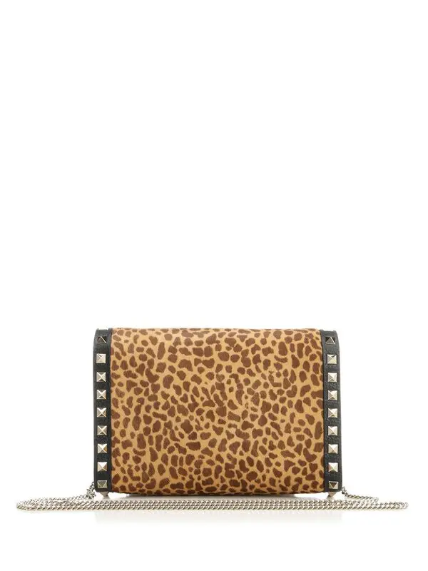 Valentino Garavani Rockstud Leopard Print Clutch Bag