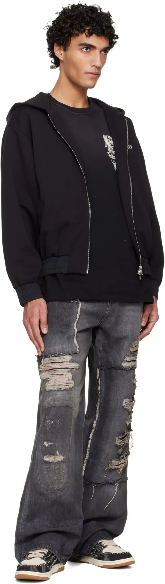Amiri Distressed Baggy Jeans - Gray