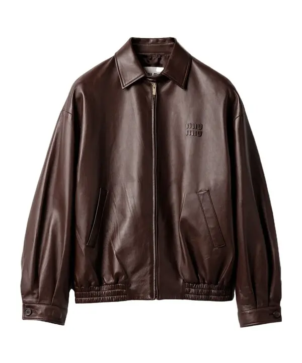 Miu Miu Nappa Leather Blouson Jacket - Black