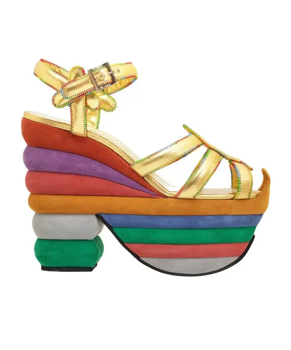 FERRAGAMO Rainbow Platform Wedge Sandals