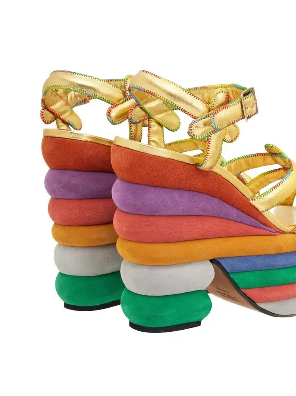 FERRAGAMO Rainbow Platform Wedge Sandals