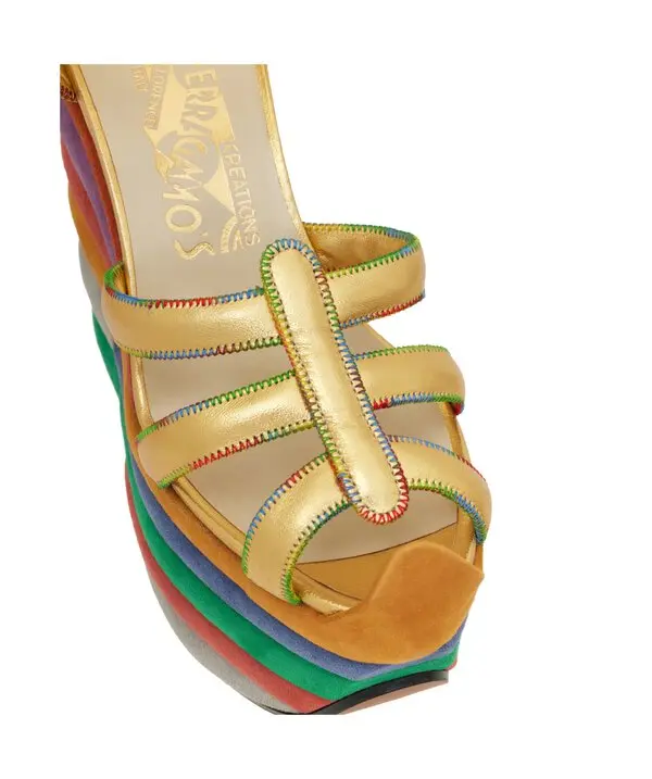 FERRAGAMO Rainbow Platform Wedge Sandals