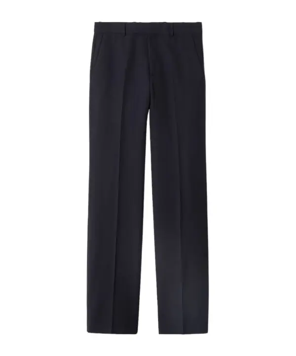 Gucci Gabardine Pants With Embroidered Logo - Dark Blue
