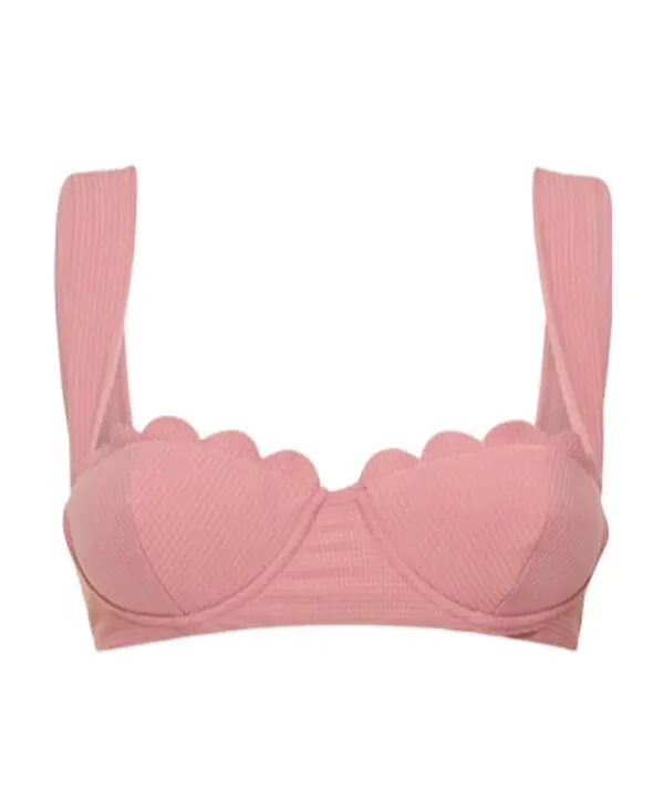 Marysia Scalloped Logo Bikini Top - Pink