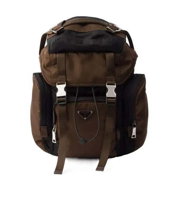 Prada Tessuto Buckled Backpack - Black/burnt