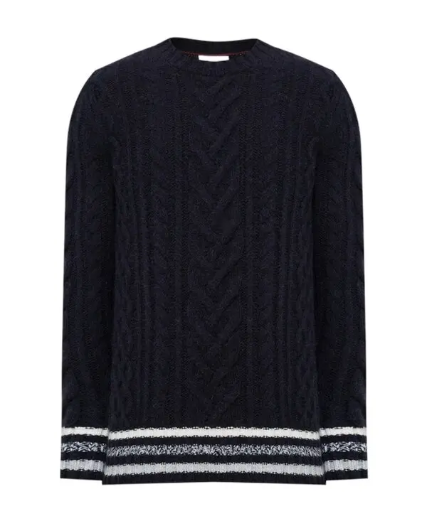 Brunello Cucinelli Monili Trim Striped Cable-knit Jumper - Black