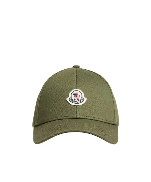 Moncler Curved Brim Logo Baseball Cap - Olive Green