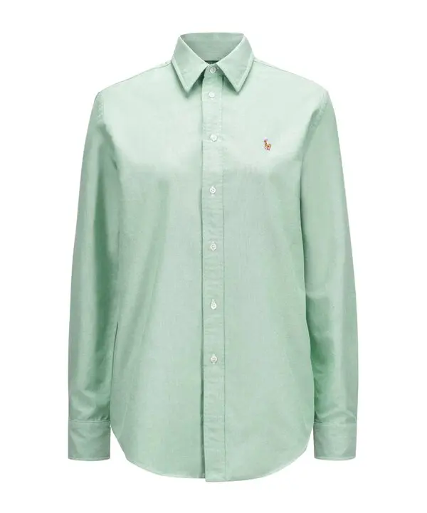 Polo Ralph Lauren Relaxed Fit Oxford Shirt With Horse Embroidery - Green