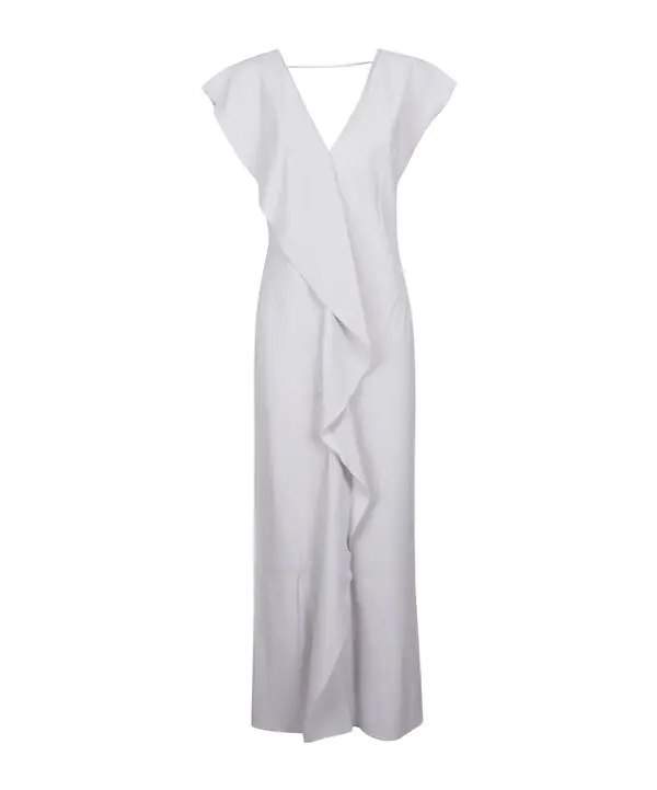 Patrizia Pepe Ruffled Gown Dress - White