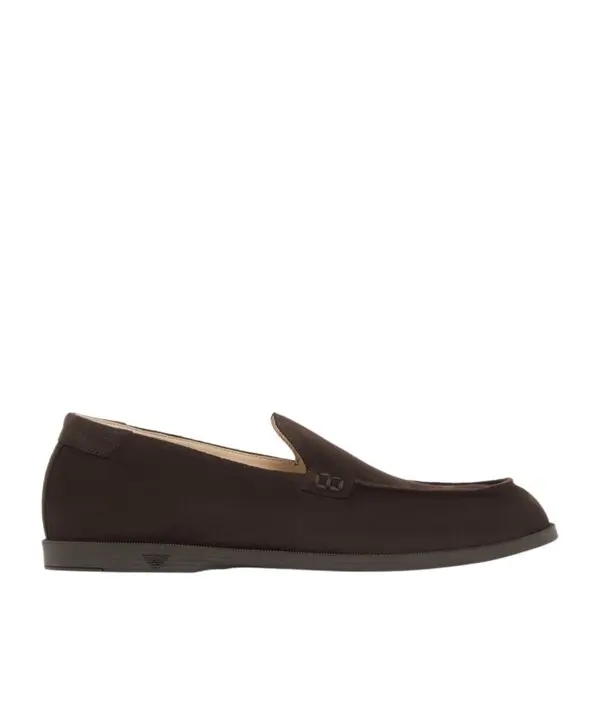 Emporio Armani Classic Slip-on Loafers With Embossed Logo - Black
