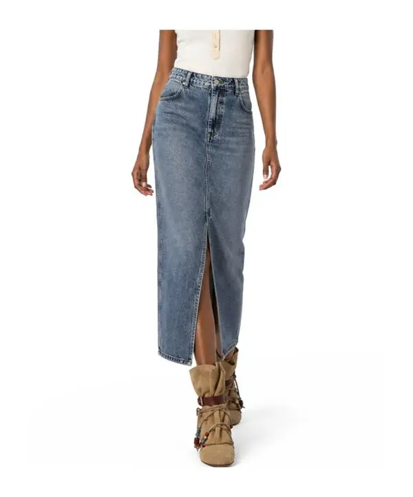 Isabel Marant Étoile Belted Denim Midi Skirt - No
