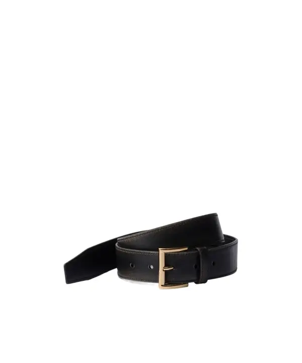 Prada Leather Belt With Metal Buckle - Black
