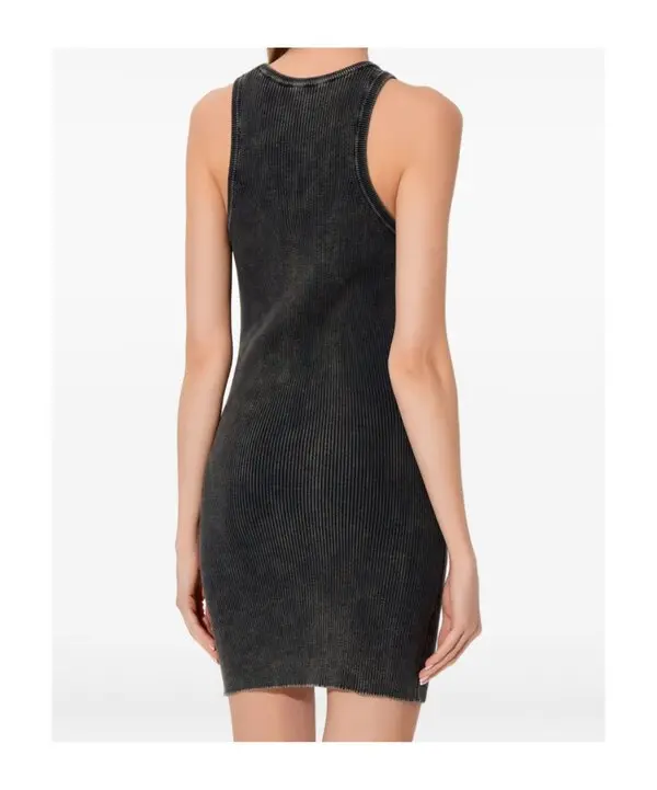 DIESEL® Ribbed Logo Plaque Mini Dress - Black