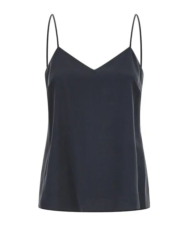 Max Mara Silk Canvas V-neck Top - Gray