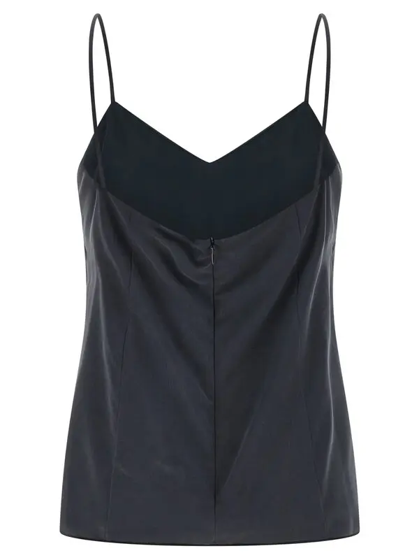 Max Mara Silk Canvas V-neck Top - Gray