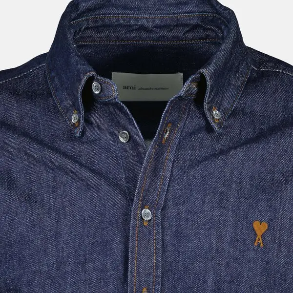 AMI Paris Denim De Coeur Shirt - Indigo