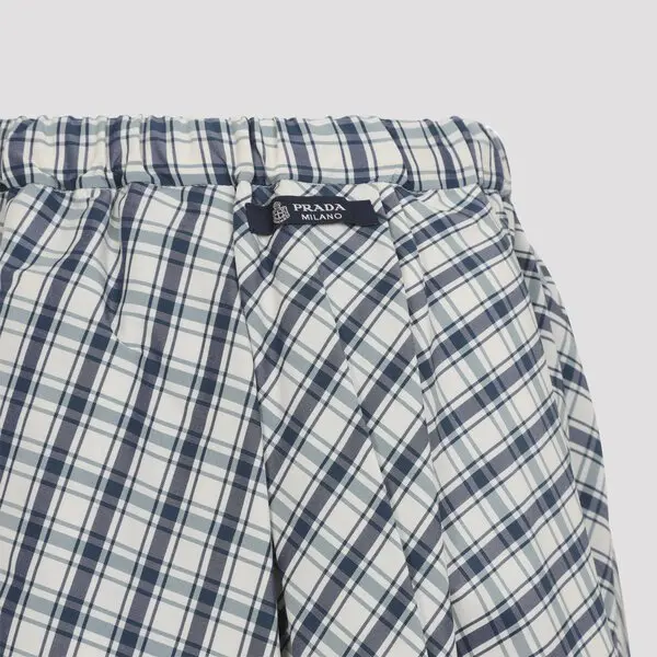 Prada Checked Midi Skirt - Gray