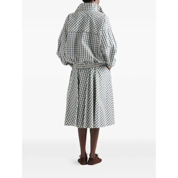 Prada Checked Midi Skirt - Gray