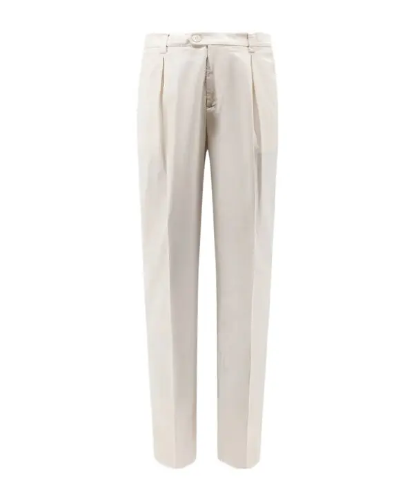 Brunello Cucinelli Tailored Trousers With Logo Patch - White