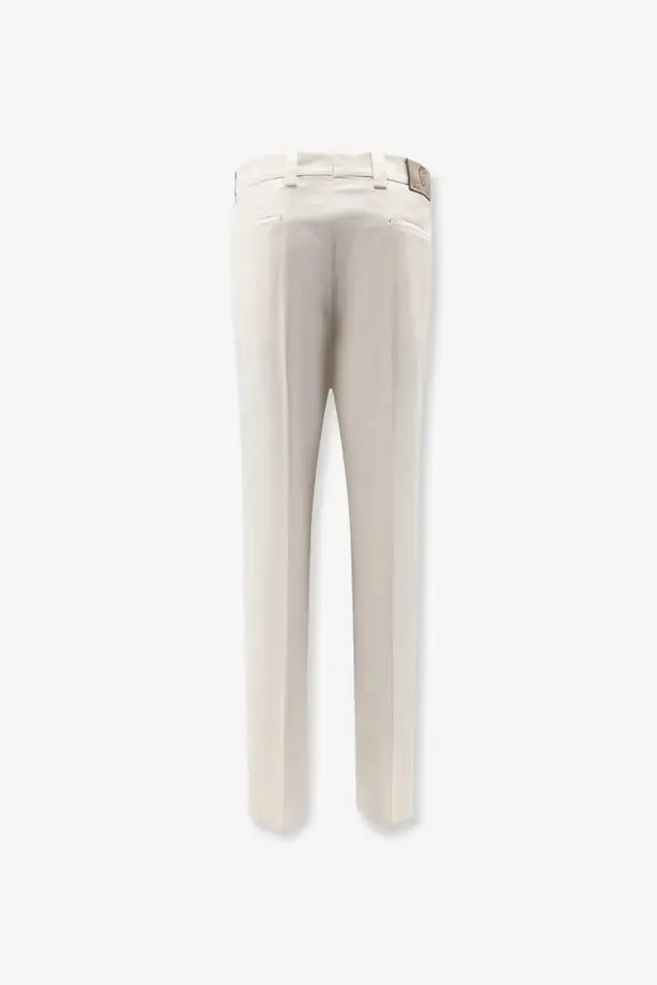 Brunello Cucinelli Tailored Trousers With Logo Patch - White