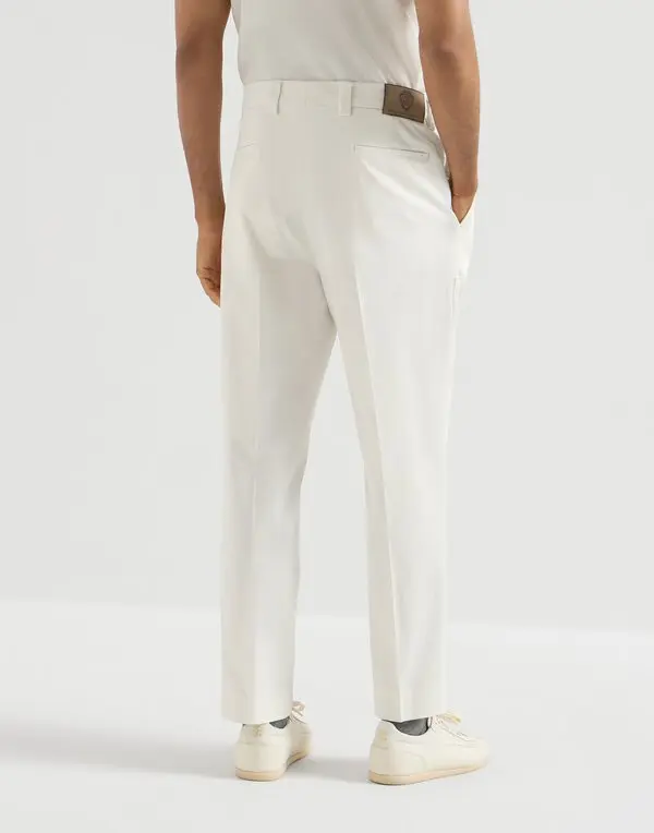 Brunello Cucinelli Tailored Trousers With Logo Patch - White