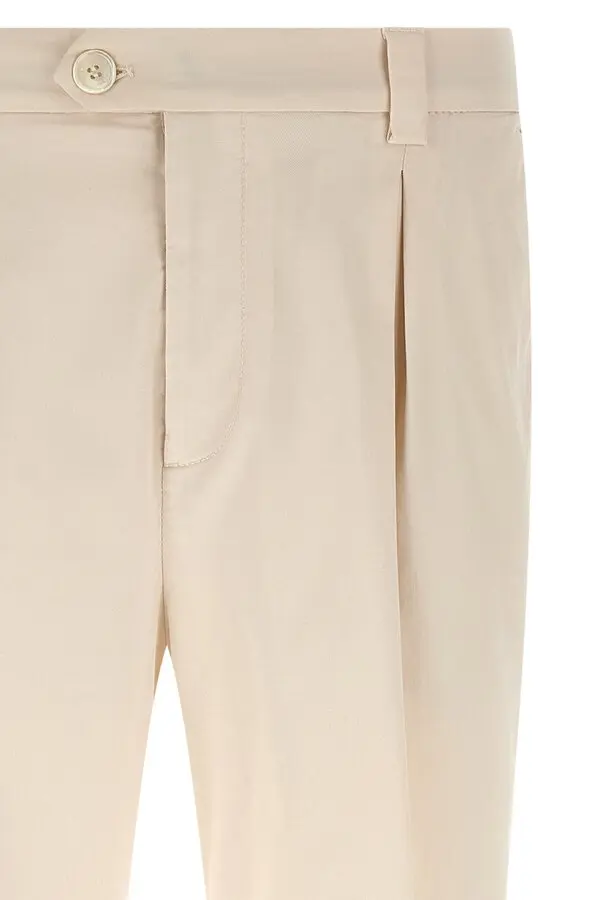 Brunello Cucinelli Tailored Trousers With Logo Patch - White